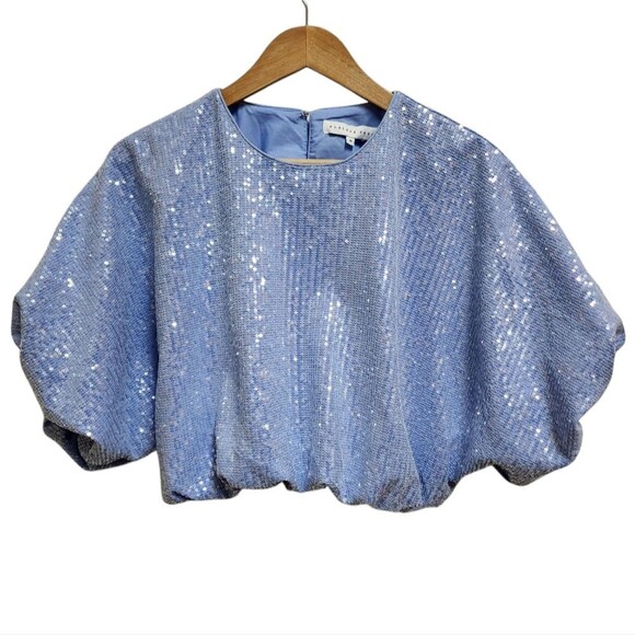 Endless Rose | Tops | Endless Rose Top Women M Blue Sequin Crop Bubble ...